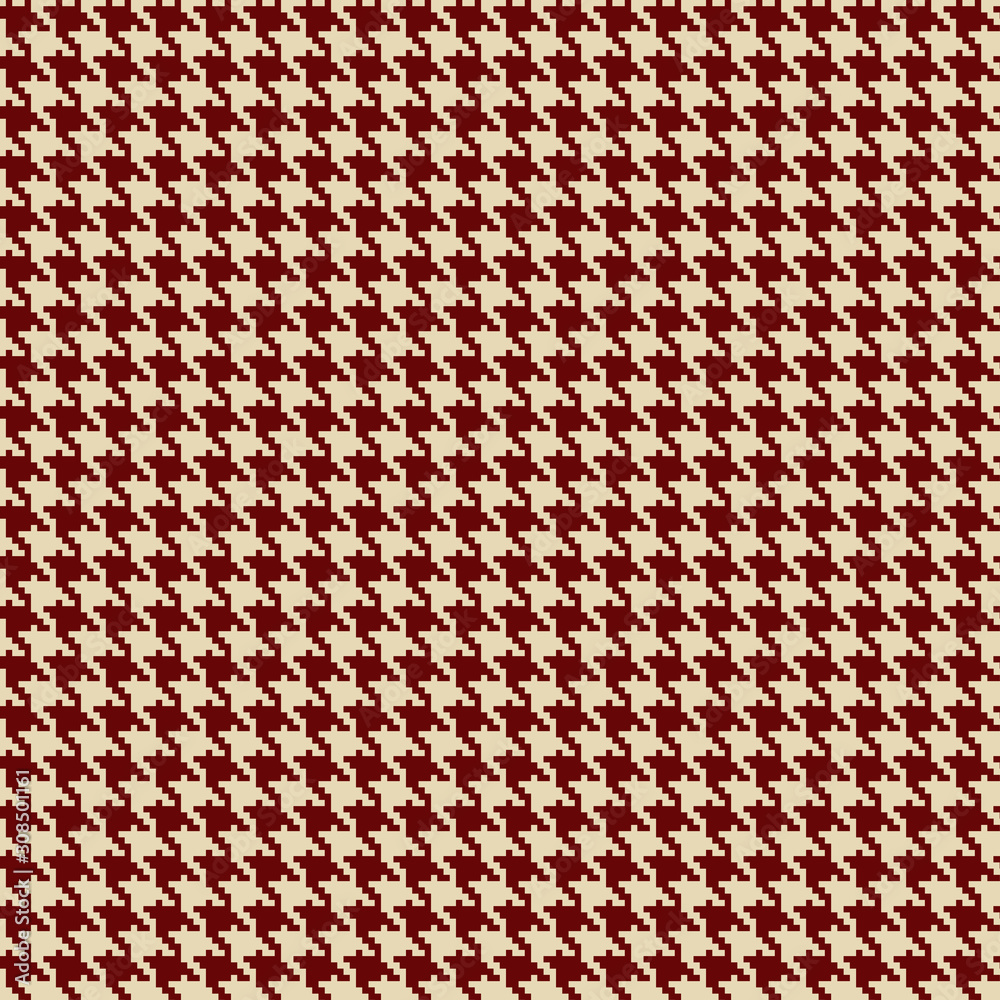Houndstooth seamless background in beige and dark red colors. Stock ...
