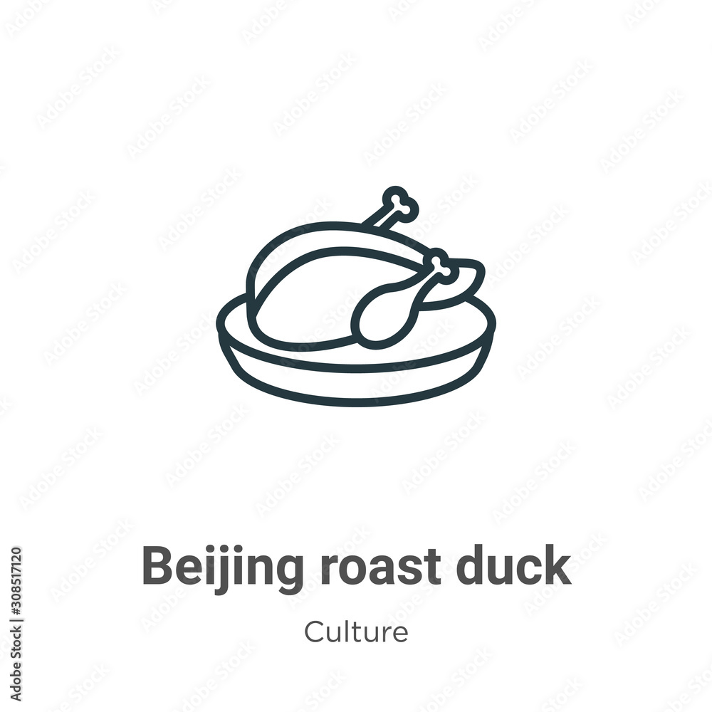 Beijing roast duck outline vector icon. Thin line black beijing roast ...