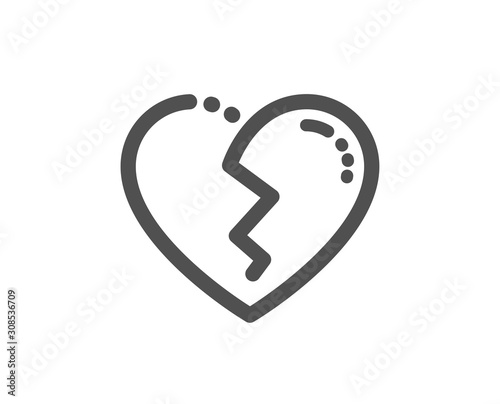 Love crush sign. Broken heart icon. Divorce symbol. Classic flat style ...