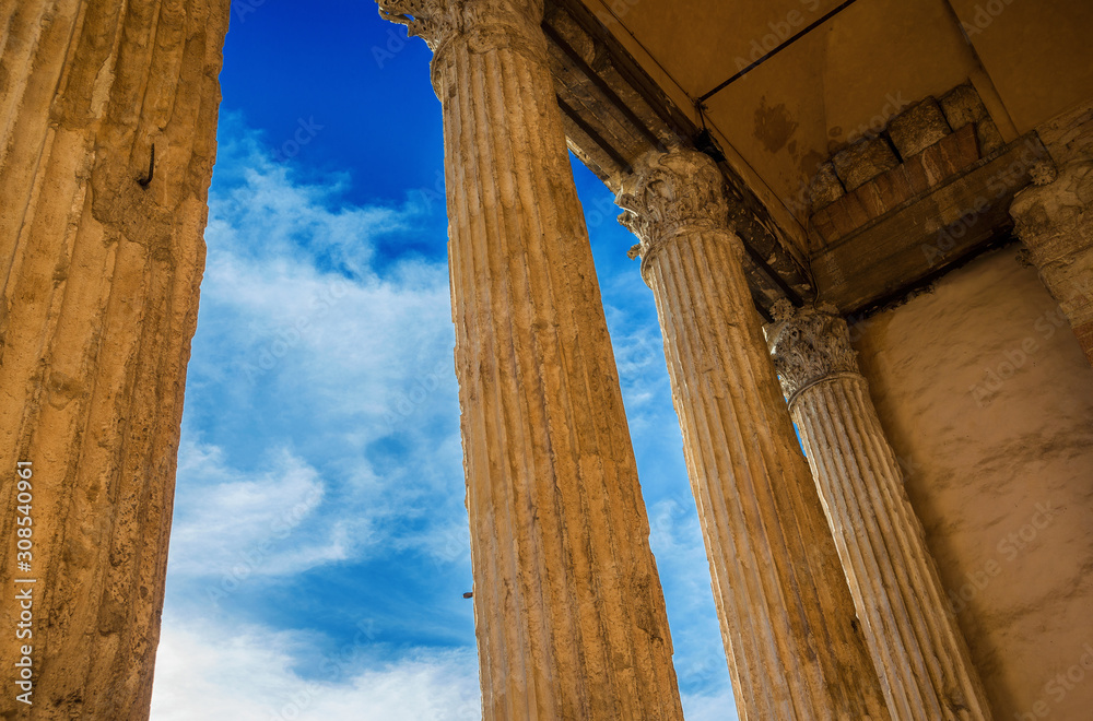 Ancient roman architecture and archeology in Assisi. Temple of Minerva ...