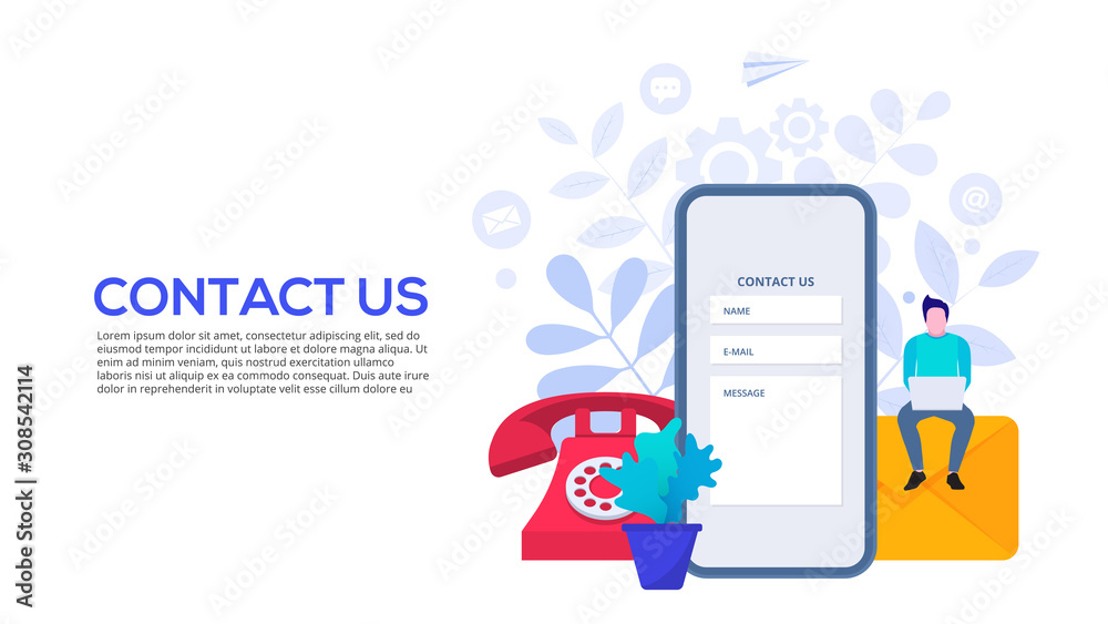 Online customer and client care and support concept. Contact us ...