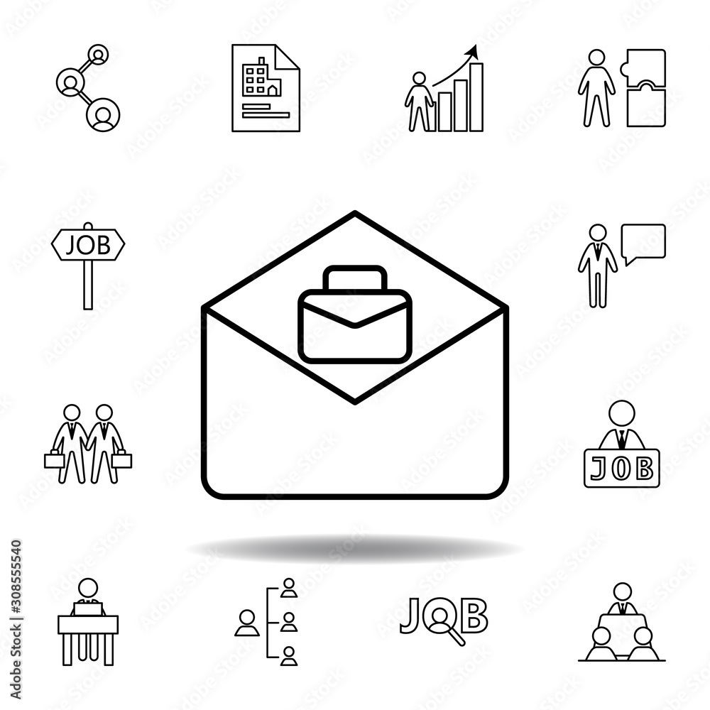 Email, job icon. Set of hr elements. Can be used for web, logo, mobile ...