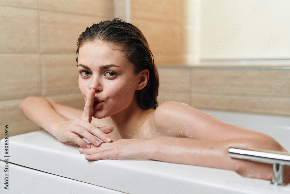 beautiful woman bare shoulders clean skin Stock Photo | Adobe Stock