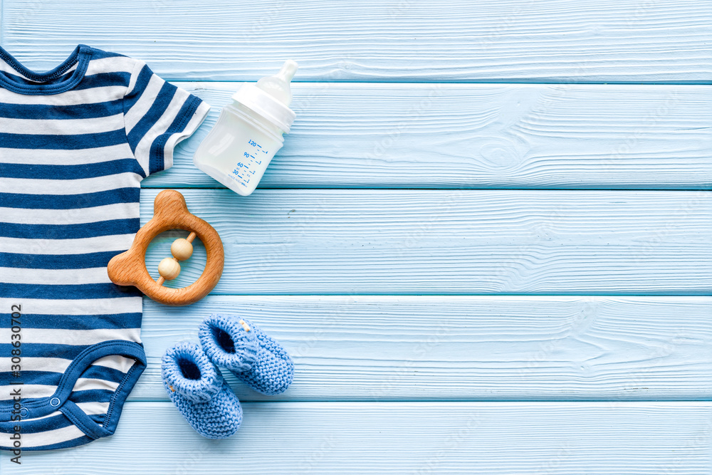 Baby background - blue color. Clothes and accessories for newborn boy ...
