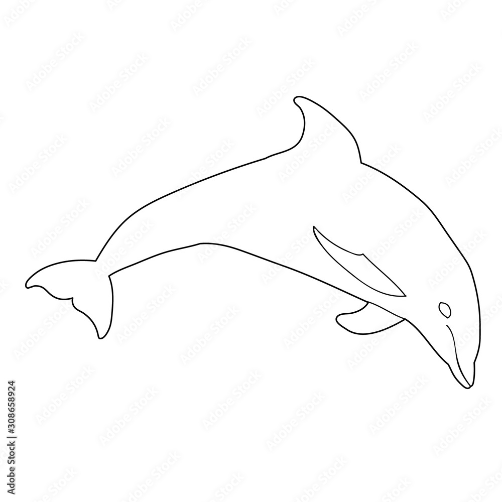 isolated, dolphin outline, line, icon Stock Vector | Adobe Stock