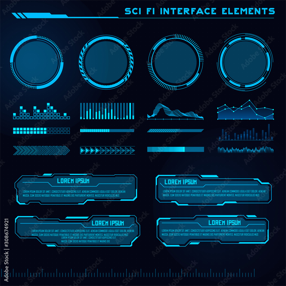 Set of Sci Fi Modern User Interface Elements. Futuristic Abstract HUD ...