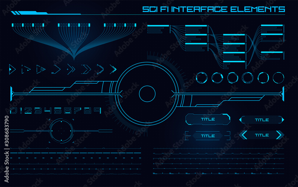 Set of Sci Fi Modern User Interface Elements. Futuristic Abstract HUD. Good for game UI. Vector ...