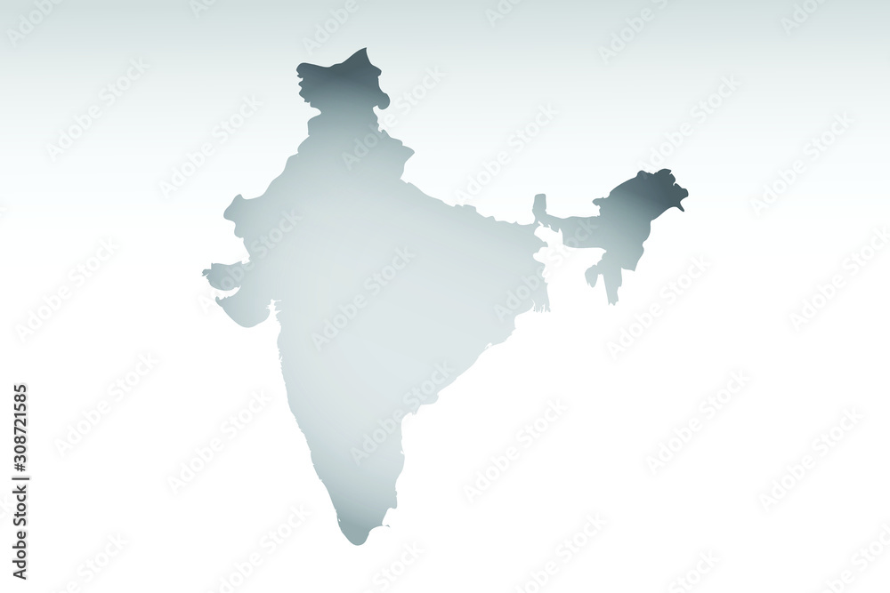 Gray color India map with dark and light effect vector on light ...
