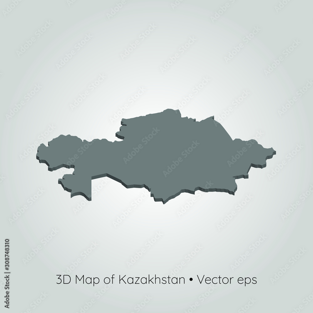 3D map of Kazakhstan, vector eps Stock Vector | Adobe Stock