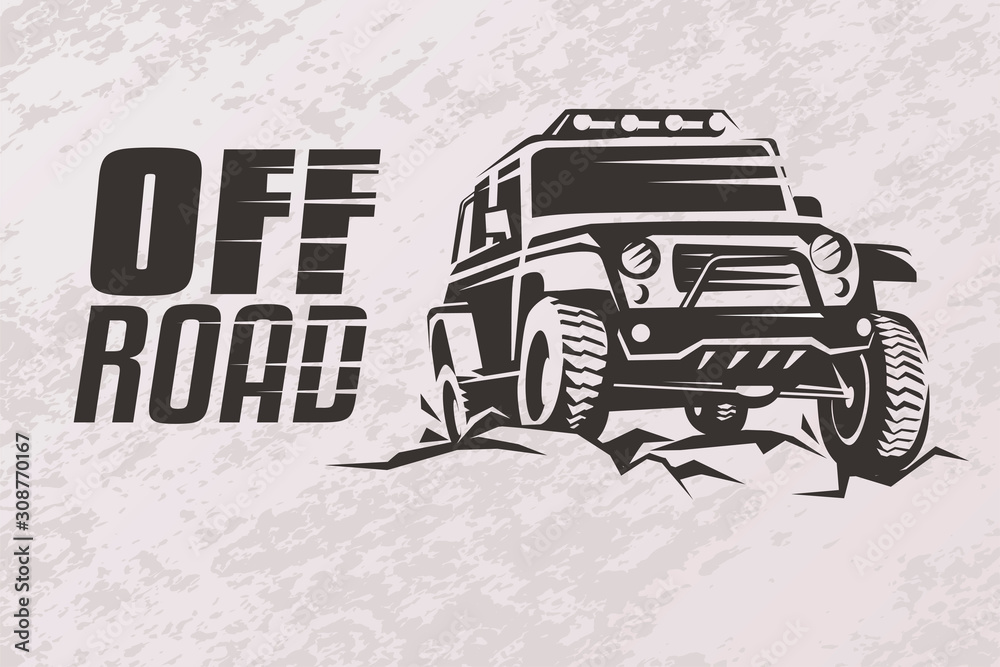 off road car stylized vector symbol, offroader logo template Stock ...