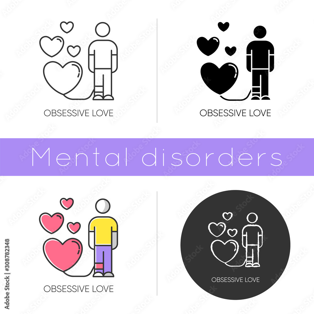 Vektor Obsessive love icon. Possessive relationship. Attachment to ...