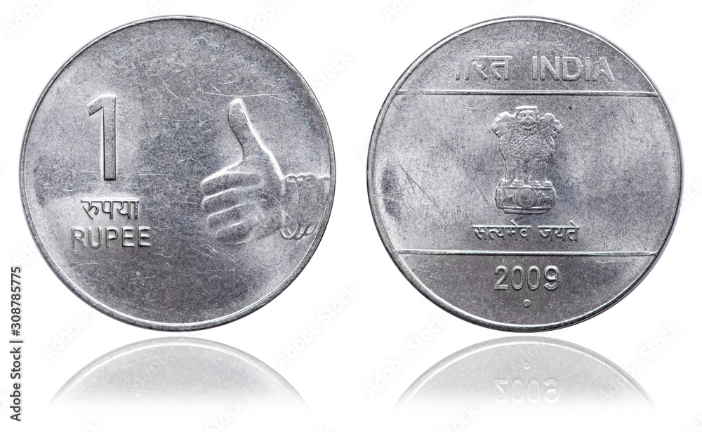 Coin 1 rupee. India. 2009 Stock Photo | Adobe Stock