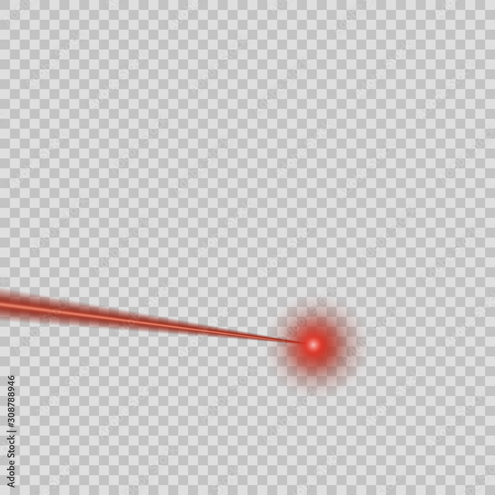 Vector red laser beam on isolated transparent background. Design ...