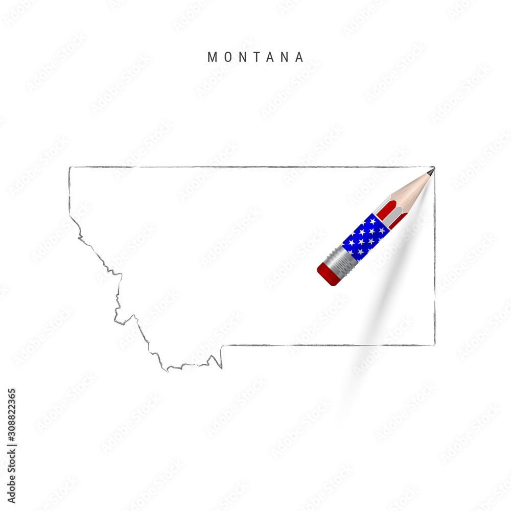 Vector de Stock Montana US state vector map pencil sketch. Montana ...