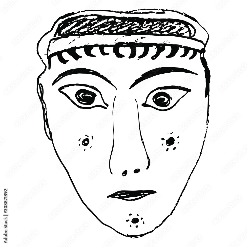 Isolated vector illustration. Stylized ancient Greek female face ...