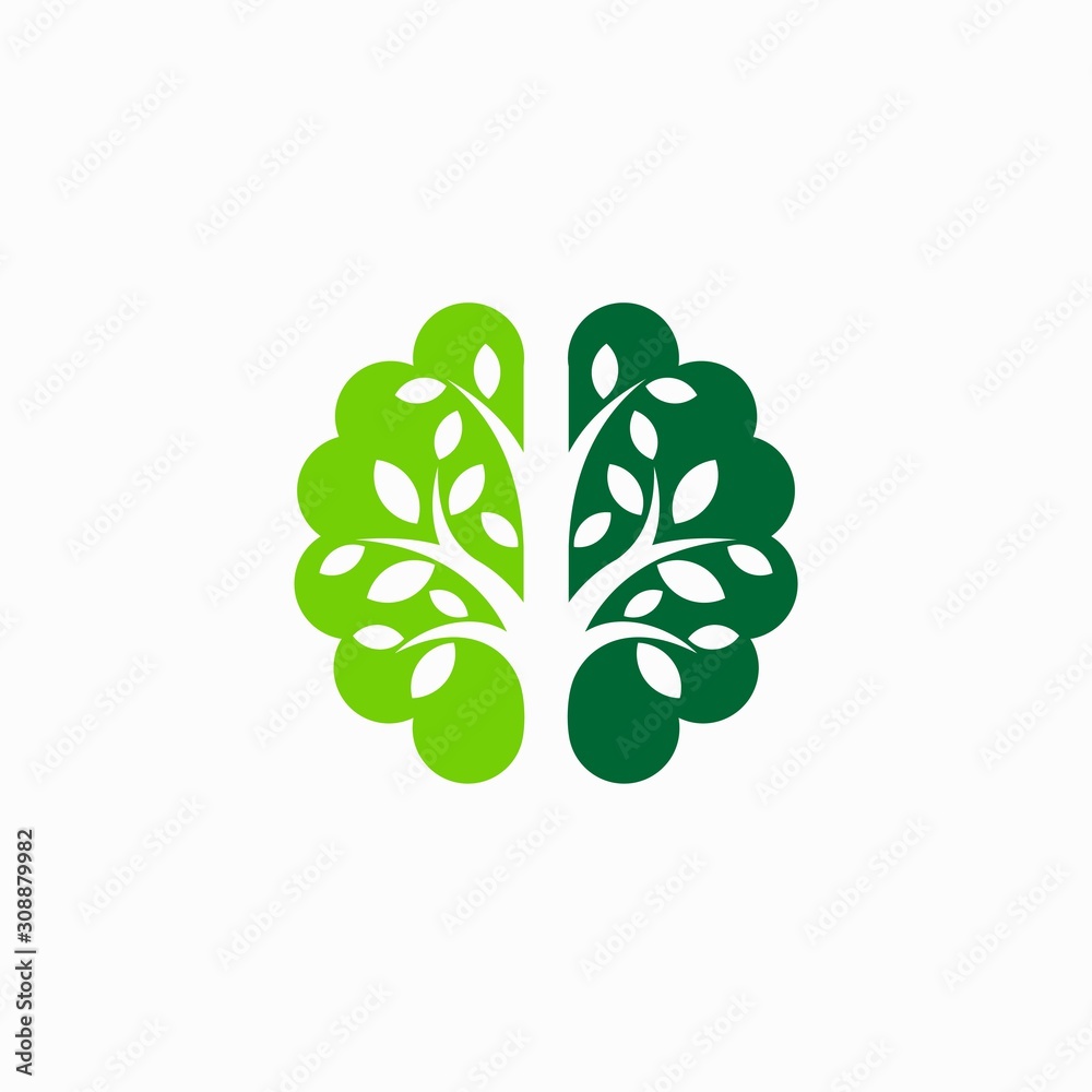 Brain logo that formed tree silhouette Stock Vector | Adobe Stock