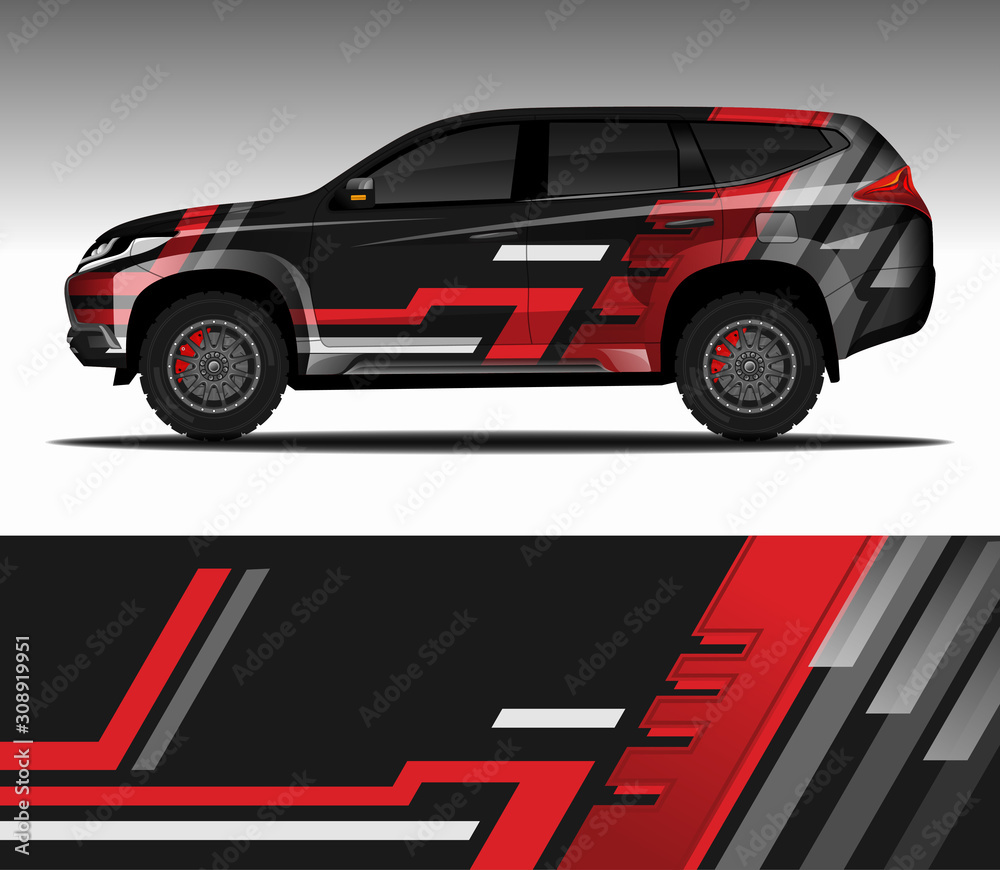 Car wrap decal design vector, livery race rally car vehicle sticker ...