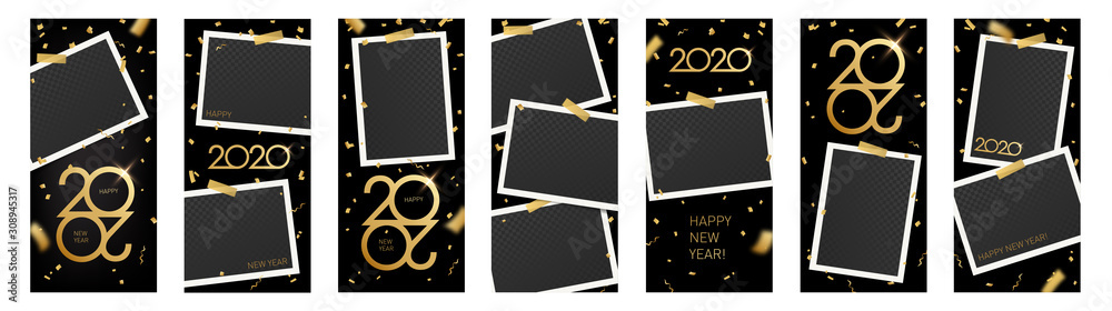 Editable New Year 2020 stories template for social media. Insta stories ...