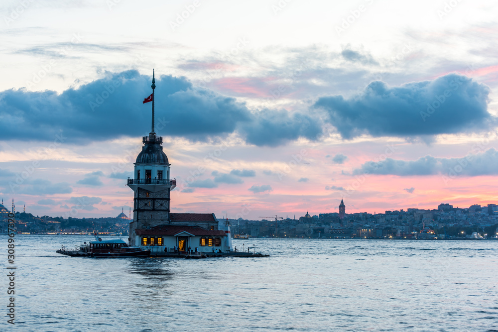 The Maiden's Tower under the sunset, also known as Leander's Tower ...