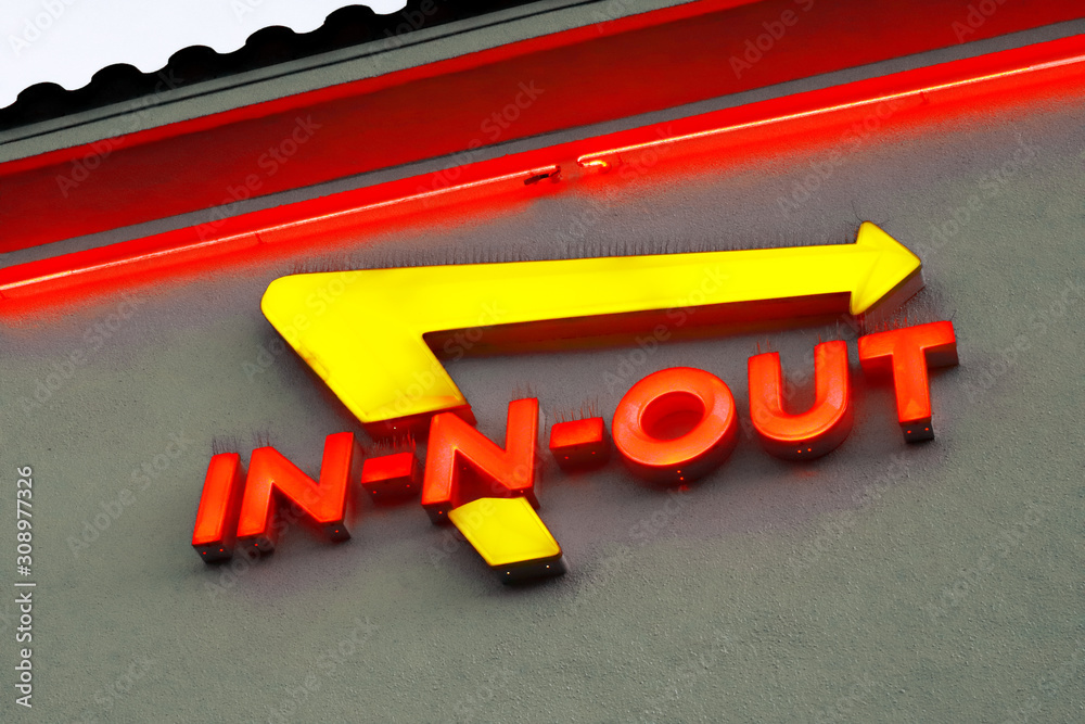 Hollywood, California - October 6, 2019: IN-N-OUT BURGER in Hollywood ...