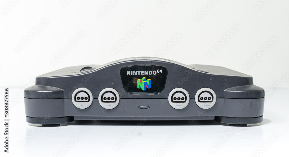 london, england 05/052019 Nintendo n64 Console on a white isolated ...