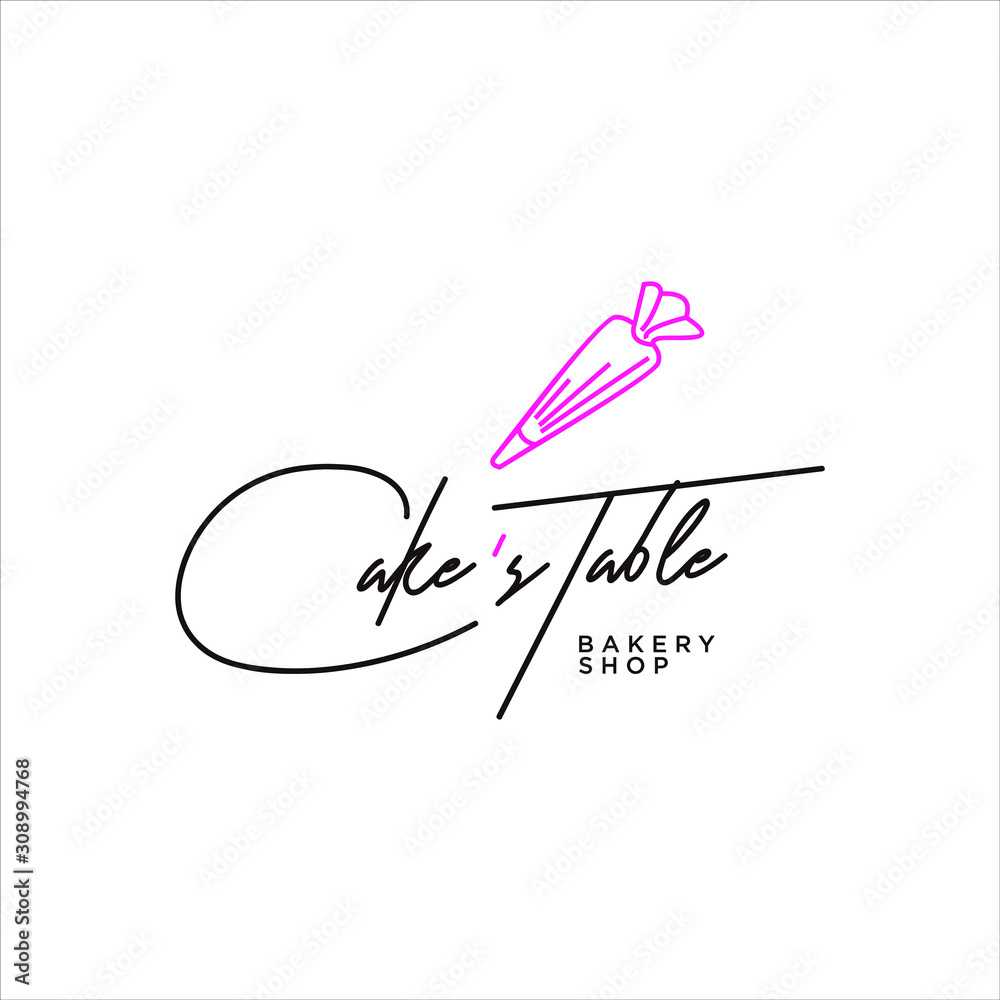 Bakery Cake Logo Pastry Shop Ideas Design Vector with Script Font ...