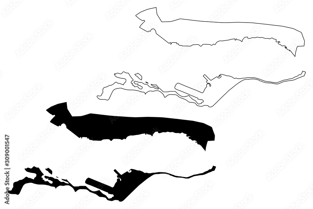 Kingston Parish (Parishes of Jamaica, Surrey County) map vector ...