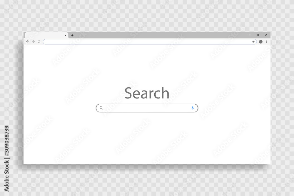 Blank browser window on pc, on transparent background. Windows webpage ...