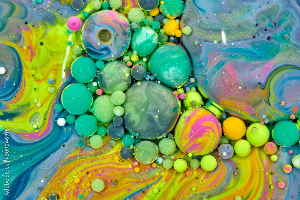 Colourful acrylic bubbles.Abstract ink design template mixed texture ...