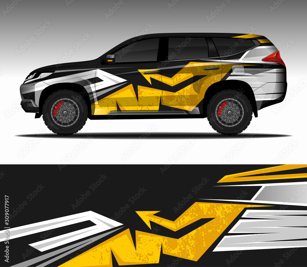Car wrap decal design vector, livery race rally car vehicle sticker ...