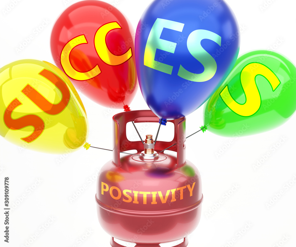 Positivity and success - pictured as word Positivity on a fuel tank and ...