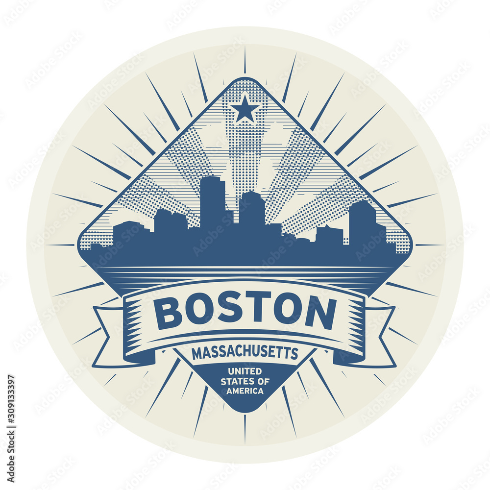 Stamp or label with name of Boston, Massachusetts Stock Vector | Adobe ...