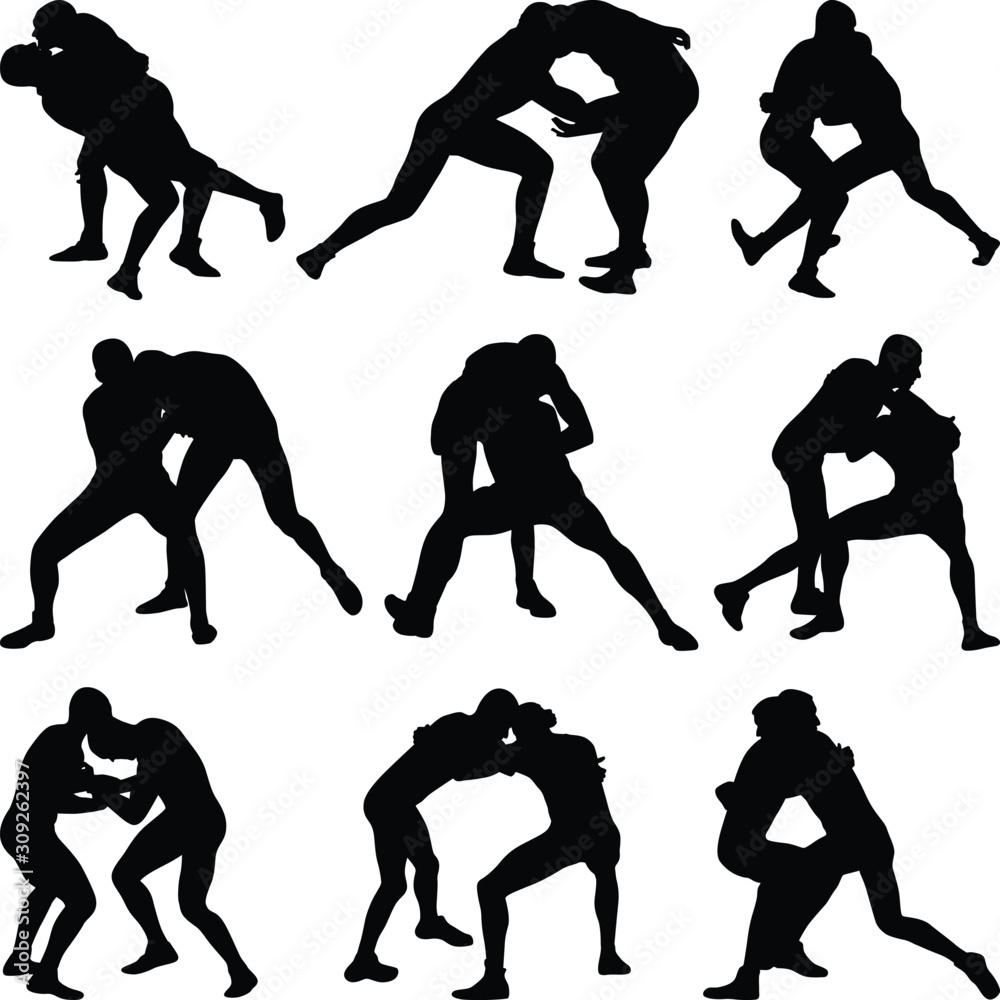 wrestling silhouette vector Stock Vector | Adobe Stock