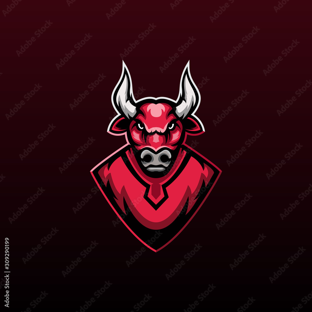 red bull mascot logo for team gaming , angry bull logo mascot Stock ...