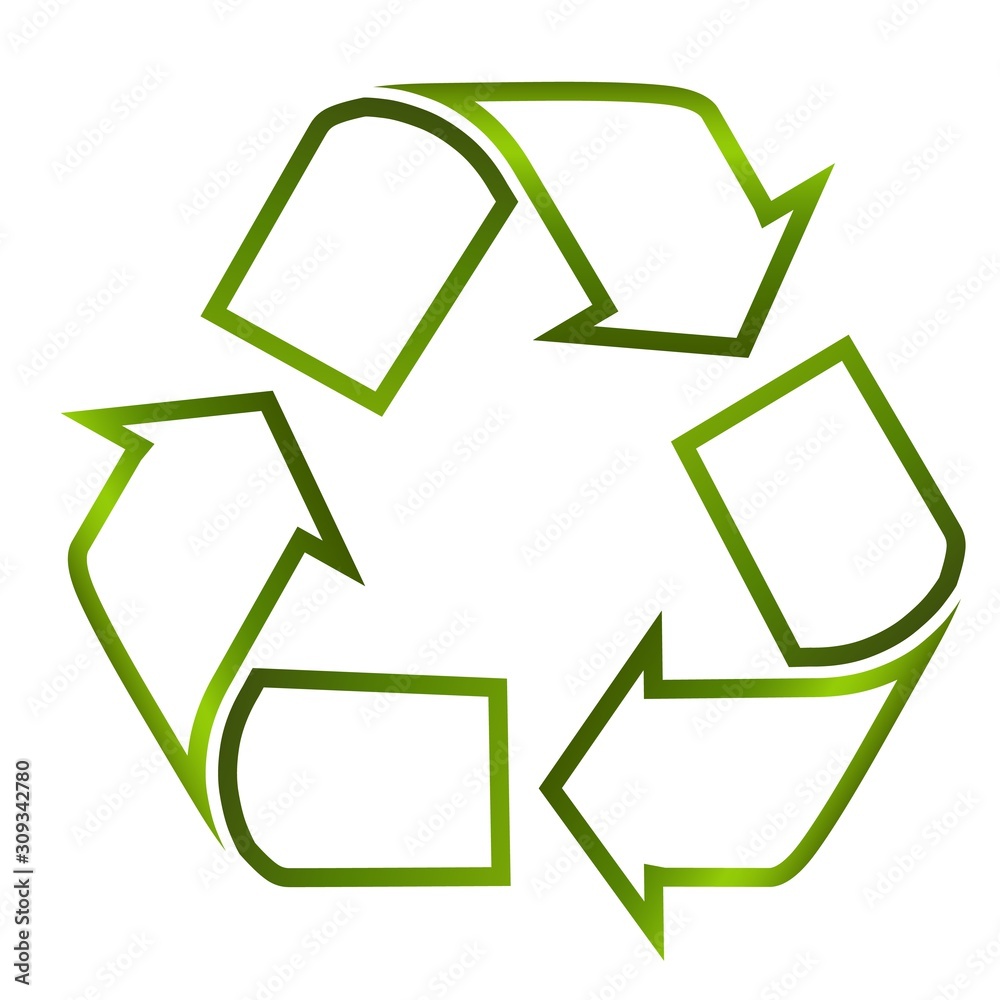 Recycle logo line art green icon recyclable product symbol isolated on ...