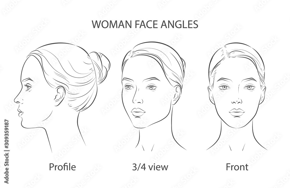 Set of three different angles. Different view front, profile, three ...