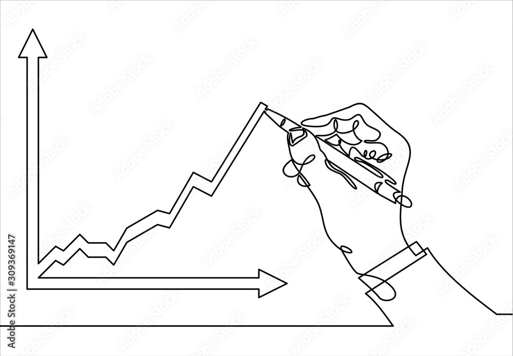 Growth graph concept. Businessman draws a chart of financial growth ...
