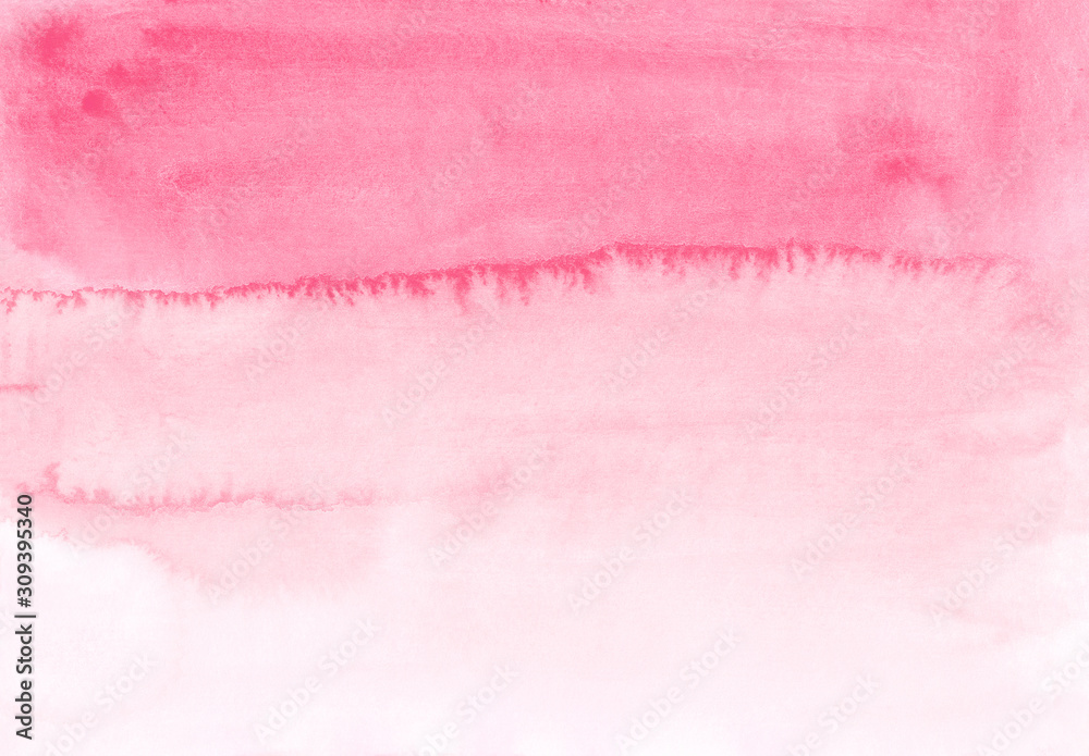 Abstract pink ombre watercolor background with stains and washes ...