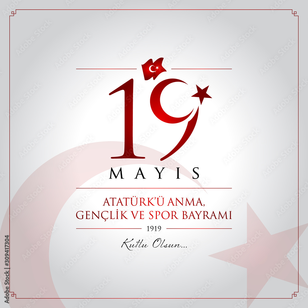 19 mayis Ataturk’u anma, genclik ve spor bayrami vector illustration ...