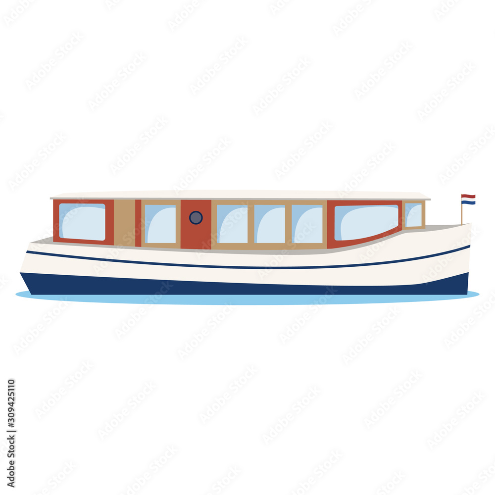 River boat, river bus, canal ferry. cartoon vector illustration Stock ...