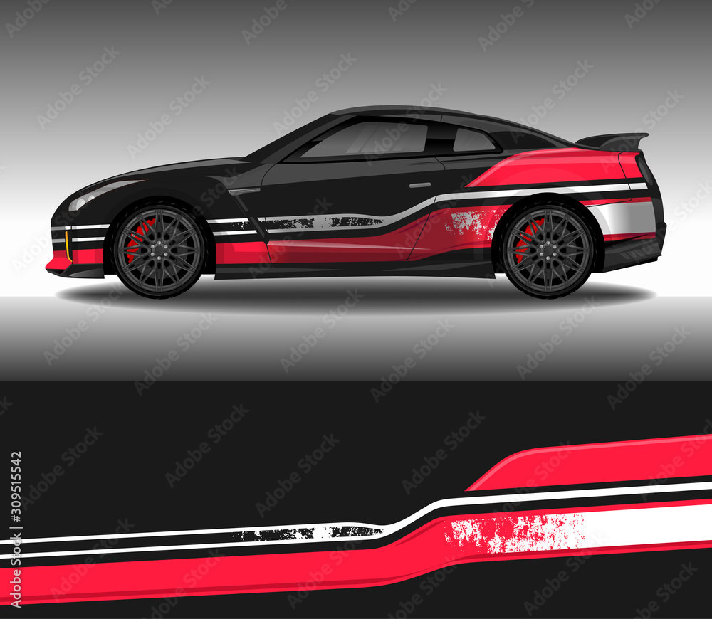 Car wrap decal design vector, custom livery race rally car vehicle ...