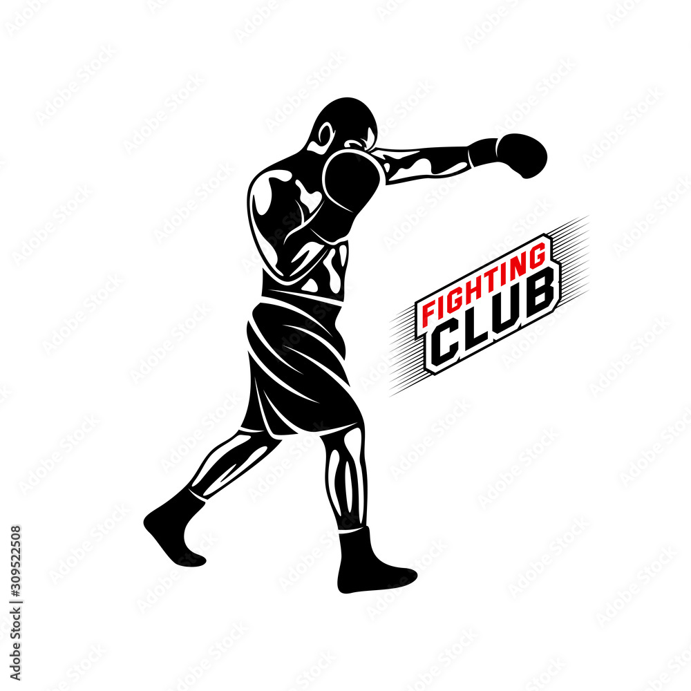 Fight Player logo design vector, boxing logo template, muay thai kick ...