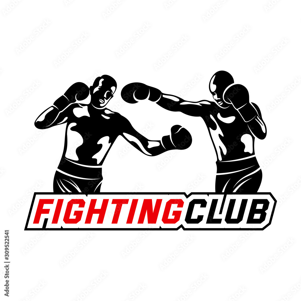 Fight Player logo design vector, boxing logo template, muay thai kick ...