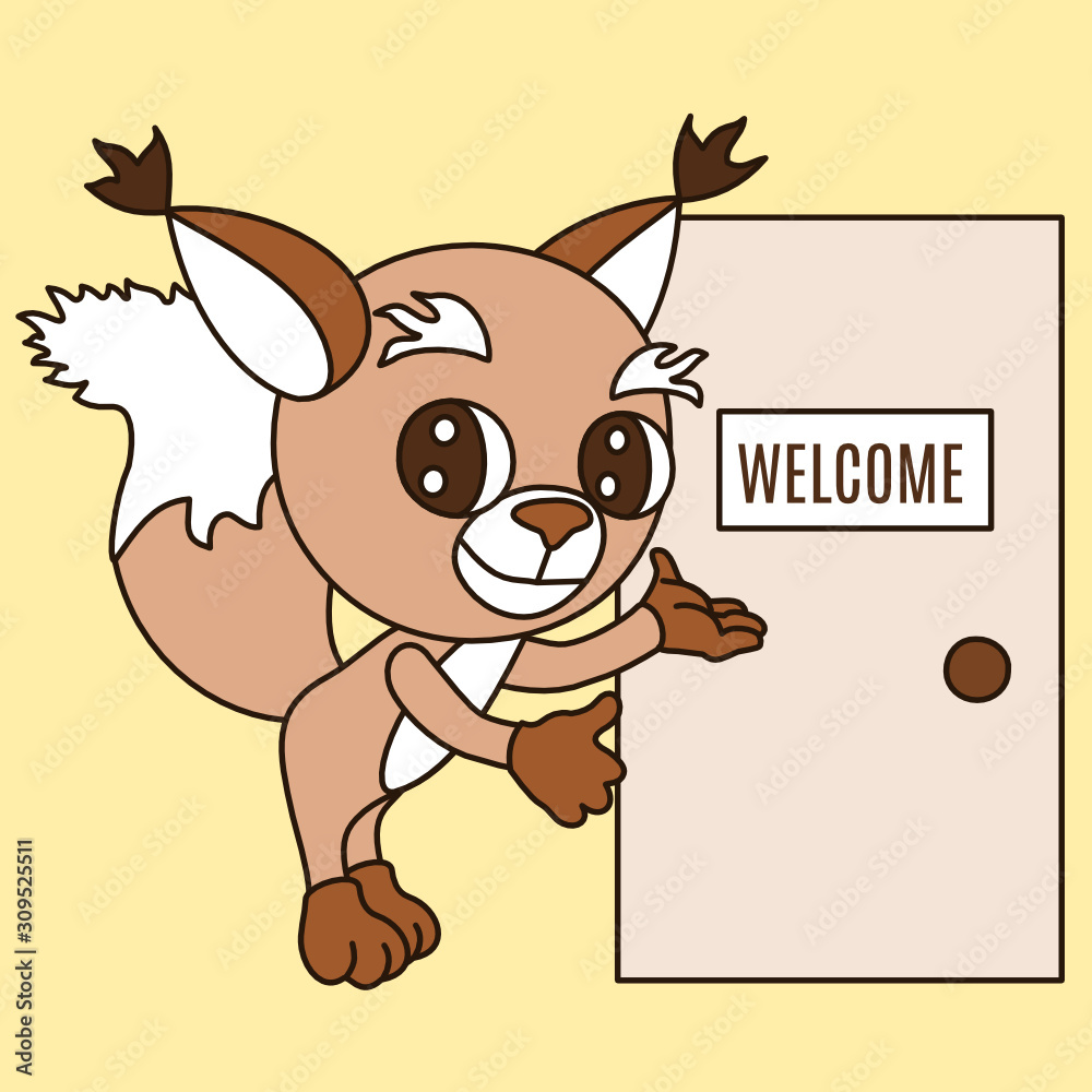 emoticon with a smiling cool squirrel that sign invites you to enter ...