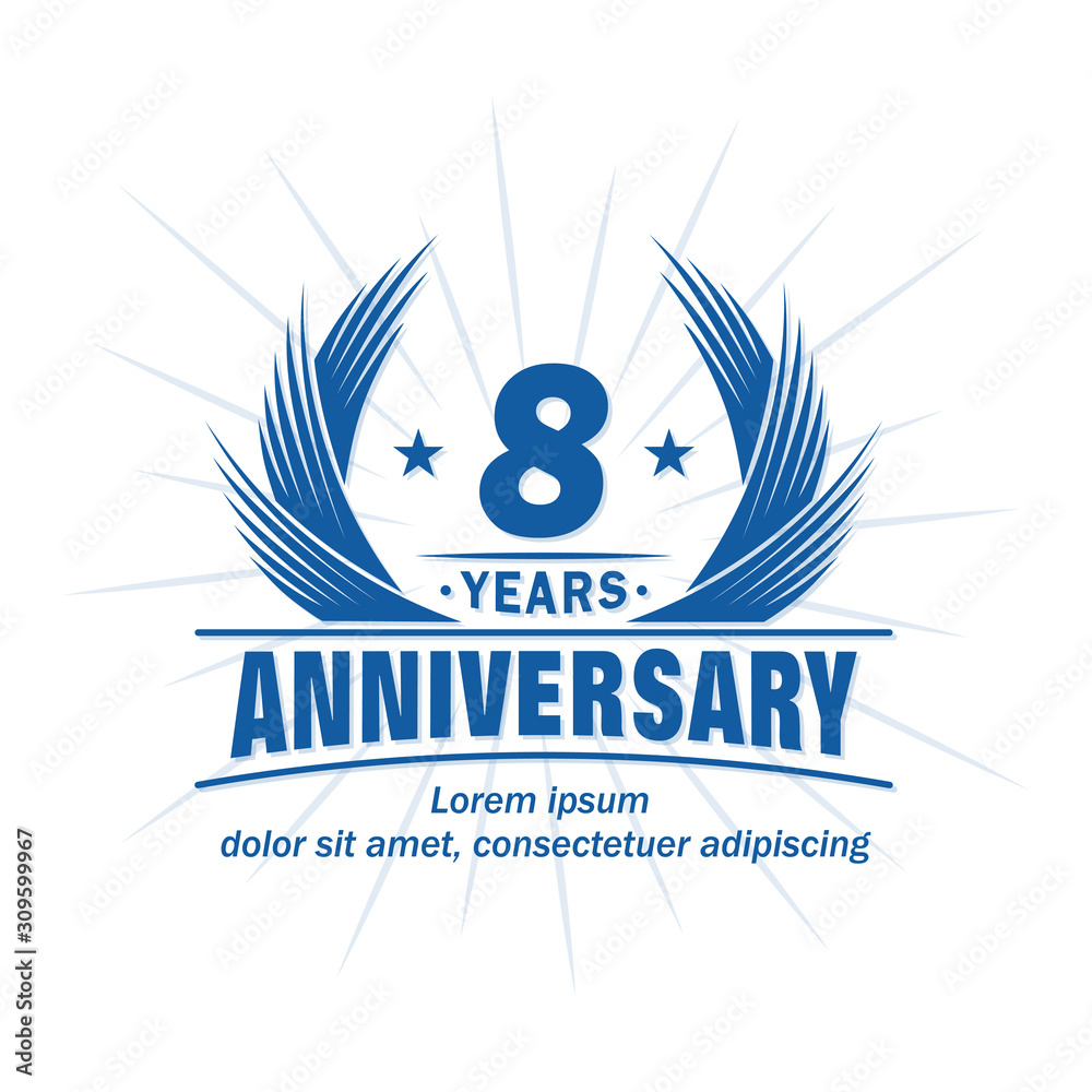 8 years logo design template. 8th anniversary vector and illustration ...