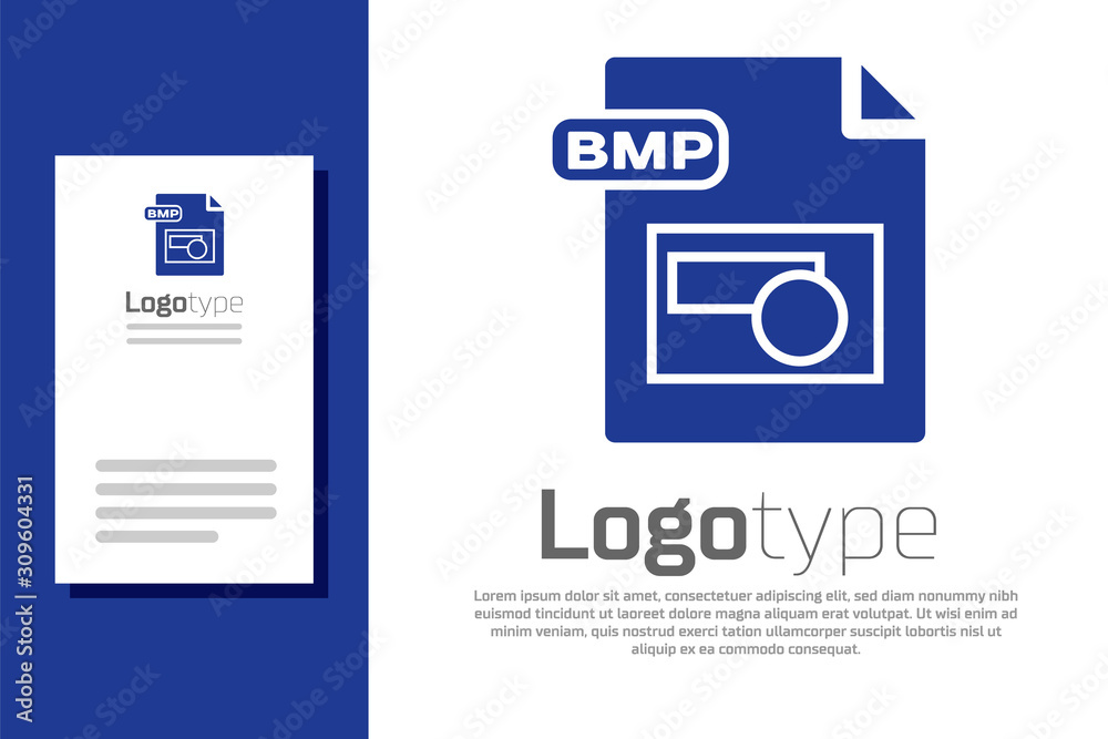 Blue BMP file document. Download bmp button icon isolated on white ...
