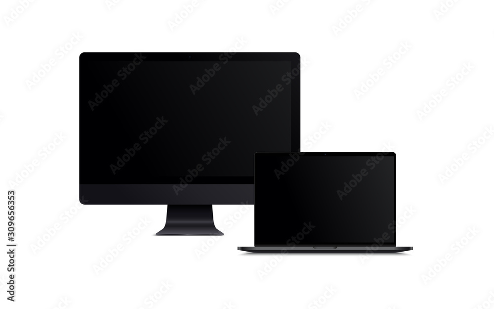 Blank screen LCD monitor space grey imac and macbook pro style computer ...