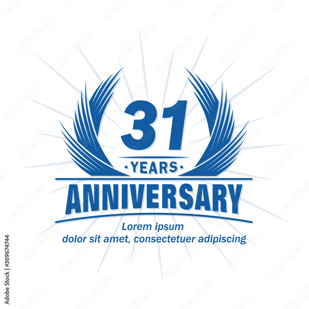 31 years logo design template. 31st anniversary vector and illustration ...