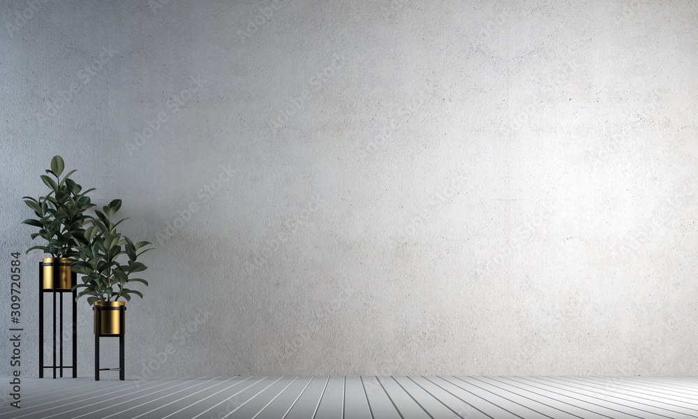 Modern interior design of empty living room and concrete wall texture ...