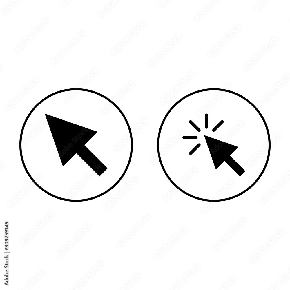 Click arrow icon simple, Cursor icon, Computer mouse click cursor black arrow icons. Stock ...